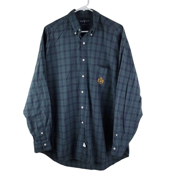 Lauren Ralph Lauren | Shirts | Vtg Ralph Lauren Shirt Mens Large Cotton Tartan Plaid Long Sleeve ...
